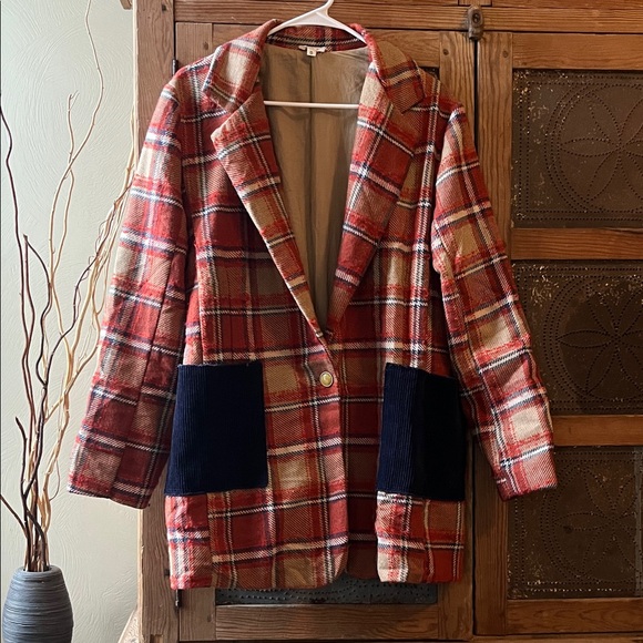 POL | Jackets & Coats | Pol Red Plaid Blazer With Black Pockets | Poshmark
